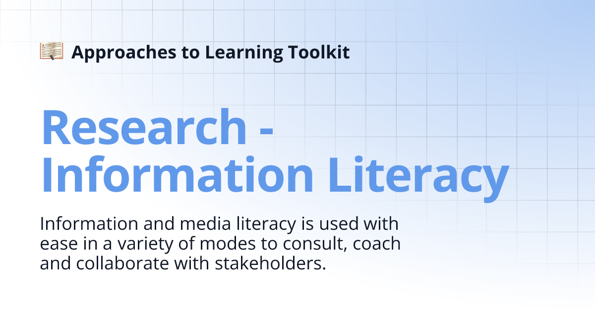 Research - Information Literacy | Approaches to Learning Toolkit