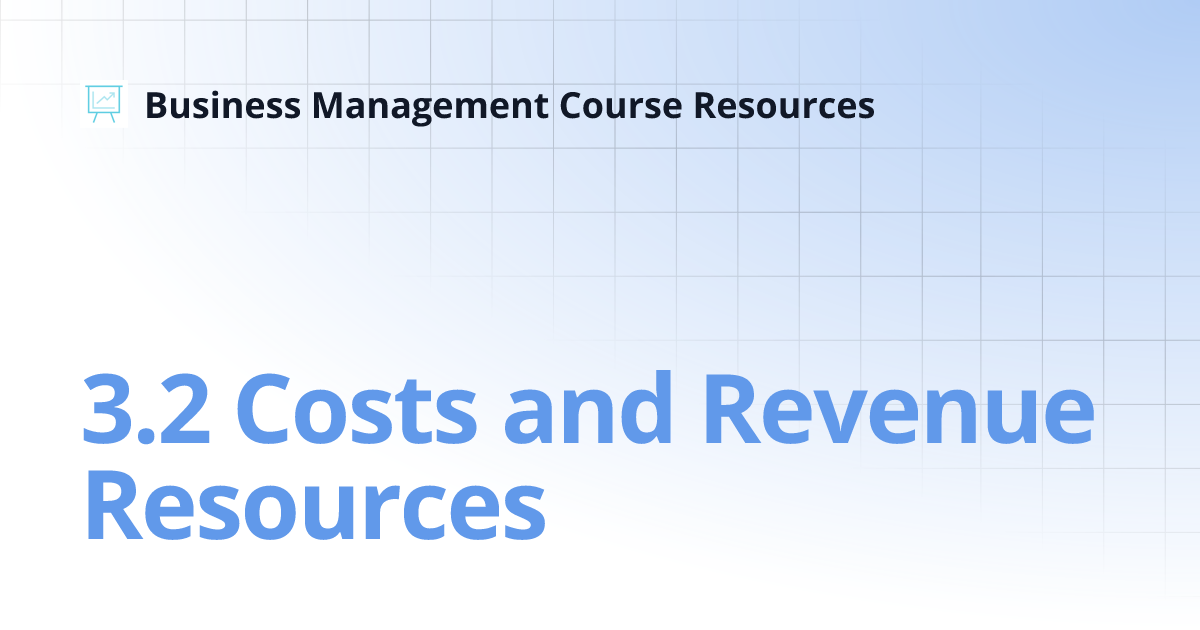 3.2 Costs and Revenue Resources | Business Management Course Resources
