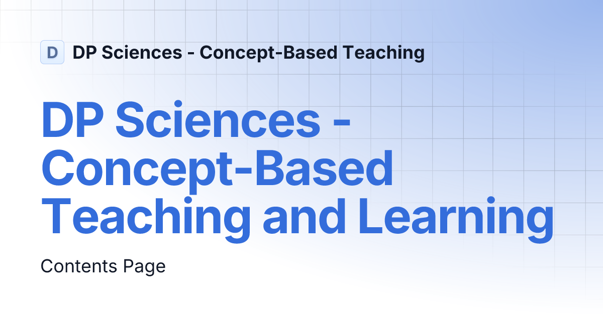 DP Sciences - Concept-Based Teaching and Learning | DP Sciences - Concept-Based Teaching