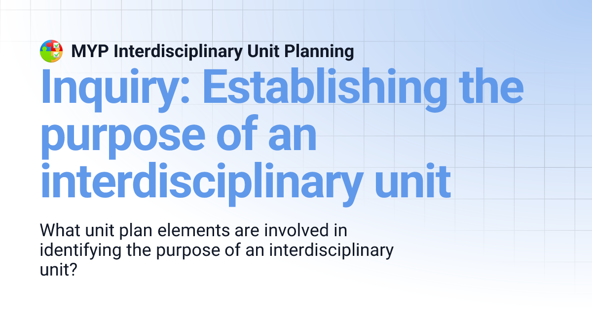 Inquiry: Establishing the purpose of an interdisciplinary unit | MYP ...