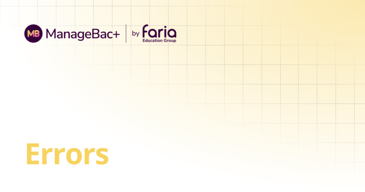 Errors | ManageBac OneRoster Custom Specification