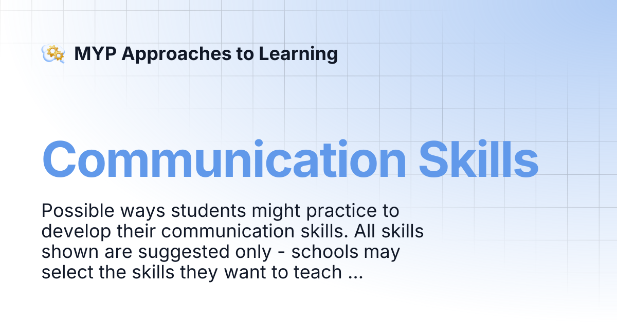 Communication Skills | MYP Approaches to Learning
