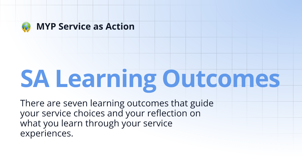 SA Learning Outcomes | MYP Service as Action