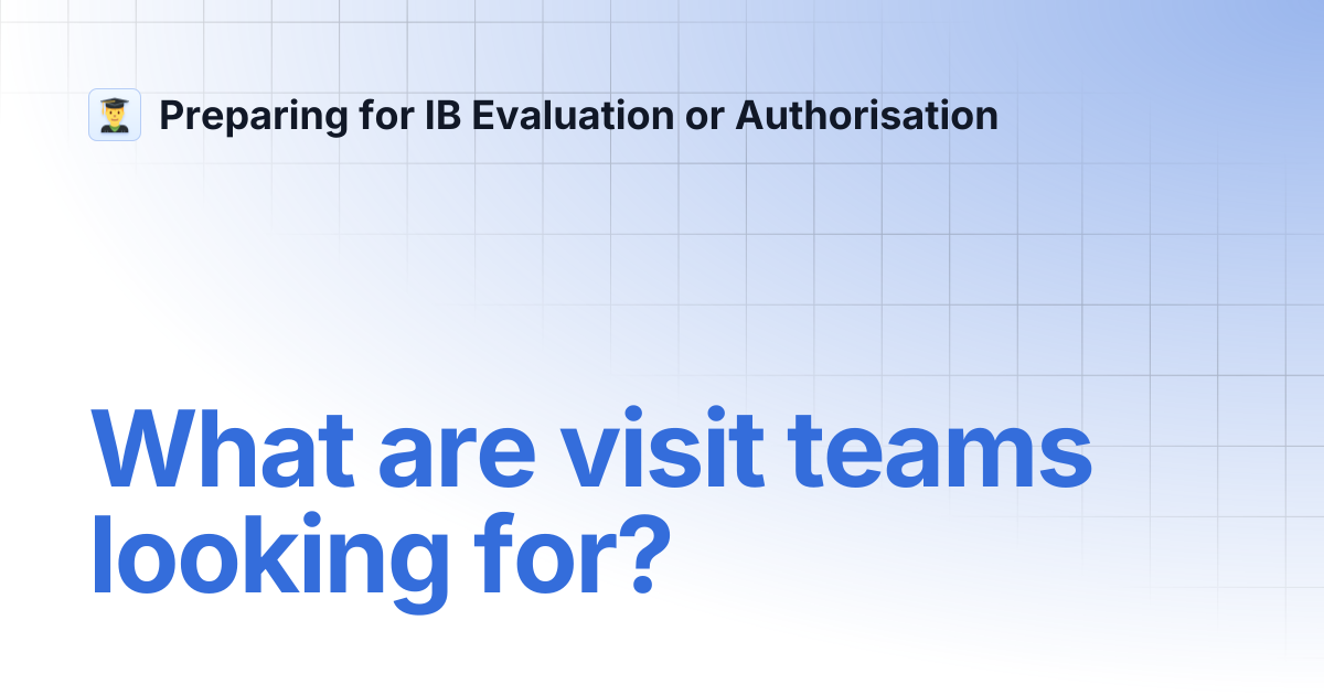 What are visit teams looking for? | Preparing for IB Evaluation or ...