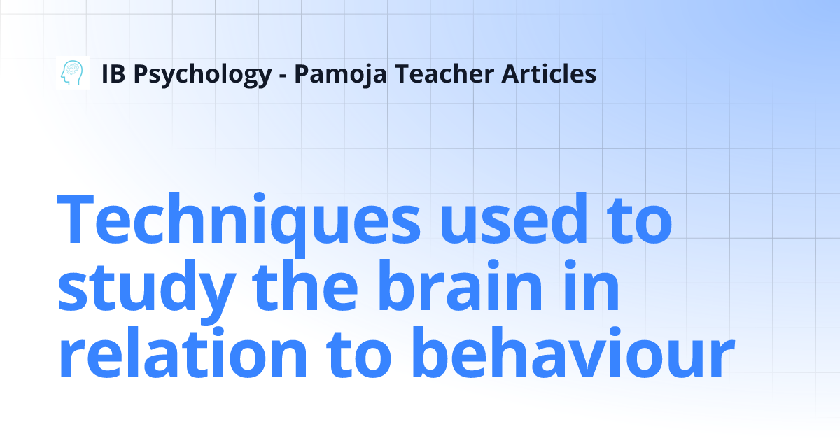 Techniques used to study the brain in relation to behaviour | IB ...