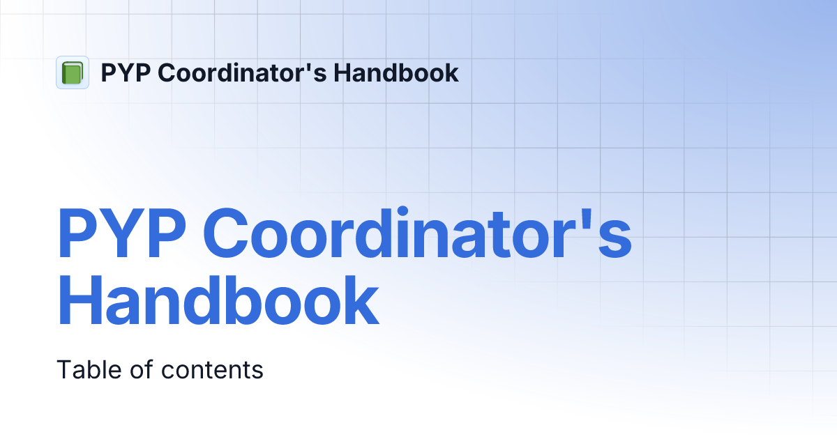 PYP Coordinator's Handbook | PYP Coordinator's Handbook
