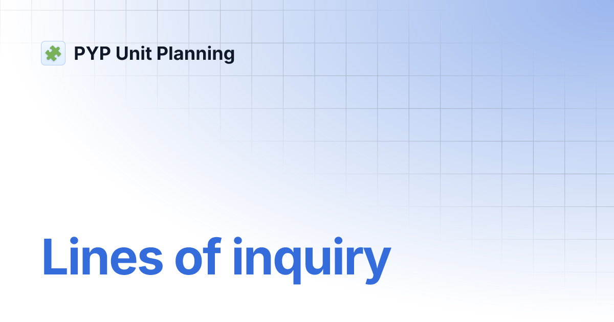 Lines of inquiry | PYP Unit Planning