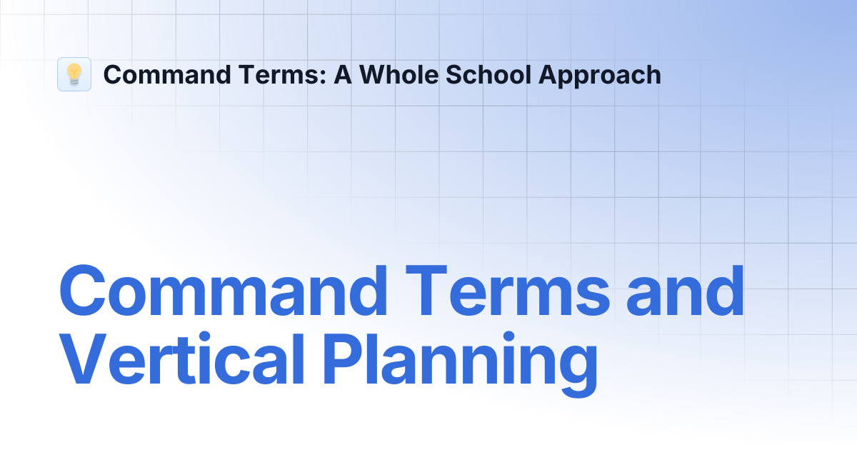 Command Terms and Vertical Planning | Command Terms: A Whole School ...