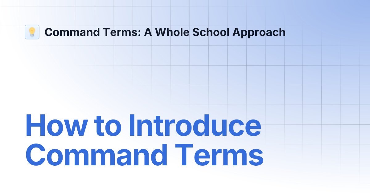 How to Introduce Command Terms | Command Terms: A Whole School Approach